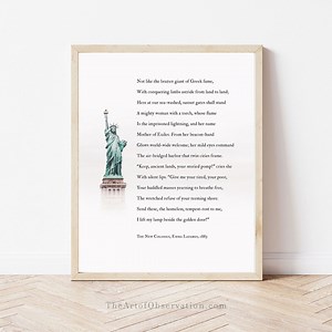 The New Colossus Poem Print Citizenship Gift Statue of Liberty Immigration Poster Custom Quote Print Personalized Patriotic Decor American - Etsy