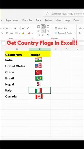 How to Get Country Flags in MS Excel with Just a Click‼️ #excel #excelshorts #exceltutorial