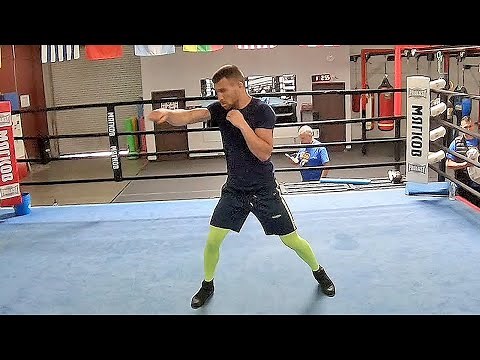 VASYL LOMACHENKO DISPLAYS MASTERFUL SHADOW BOXING AS HE GLIDES IN THE RING DURING WORKOUT