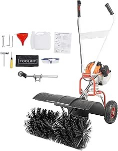 Amazon.com : 52cc Handheld Snow Sweeper Brush Broom, Gas Power Folding Outdoor Driveway Turf Grass Snow Cleaning Tool Walkway Cleaner for Leaves, Snow, and Gravel : Patio, Lawn & Garden