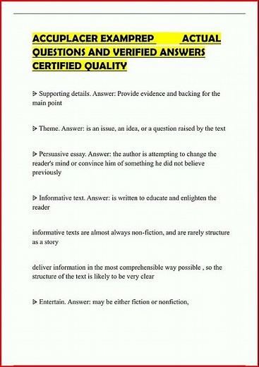 Accuplacer Examprep Actual Questions And Verified Answers Ce video