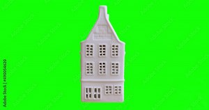 Amsterdam style house design in green screen moving from left to right. European house for game design, separate layers for parallax effect in animation. Background for games, children's interiors Stock Video