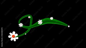 Growing cartoon vines with white flowers on a transparent background