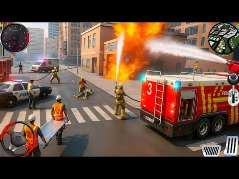 Fire Truck City Rescue Simulator - 911 US Emergency Fire Truck Driving 3D 2025 - Android Gameplay