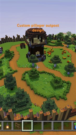 Custom pillager outpost design with tall drip stone spiked walls and camp areas. Minecraft build