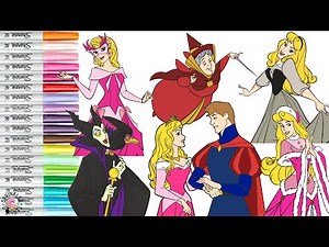 Disney Princess Aurora Coloring Book Compilation Prince Phillip Maleficent Flora Sleeping Beauty