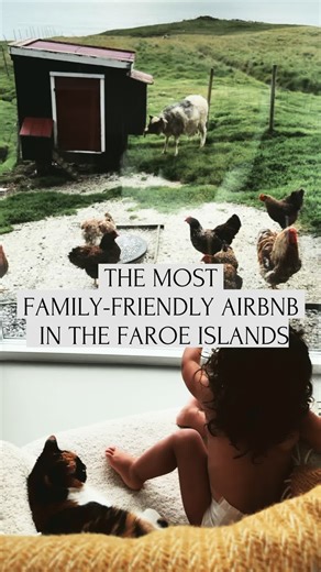 The Most Family-Friendly Airbnb in the Faroe Islands ⬇️ ⁣ ⁣ @hanusartova was the most unique @airbnb we’ve ever had the pleasure of staying in. If visiting the Faroes with children, we cannot recommend this home enough. Your farm stay includes daily visitors from chickens, sheep, horses, Elias the ram and our favorite friend, Zoe the cat. The home is complete with a Scandinavian design and thoughtful decor. We appreciated the small touches like placing a crib in the loft and a fridge full of bev