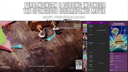 #ACE_Comparison #ACE_TheSpongebobSquarepantsMovie Mungkin banyak yang disini belum tahu kalo film The Spongebob Squarepants Movie yg saya upload beberapa hari yang lalu merupakan dubbing versi RCTI/GTV, sehingga banyak yang menanyakan "apakah dubbing ulang dengan yang sebelumnya?", tentu tidak. Justru di film ini sebetulnya ada 4 versi dubbing, tapi yang saya tunjukkan ada 2 versi saja, yaitu versi Fox Family Movies dan MNC (RCTI/GTV). Info lainnya juga saya dapatkan dari website The Dubbing Dat