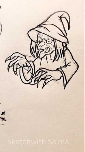 How to draw Witch | Easy Witch Drawing Tutorial #drawing #art #shorts #tutorial #halloweendrawing