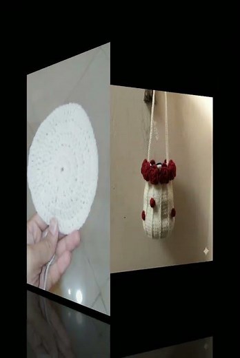 crochet rose drawsting bouquet bag