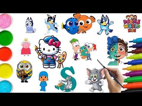 How to Draw Funny Cartoons Masha & Bear, Pocoyo, Bluey & Bingo, Tom And Jerry 🎨 | Easy