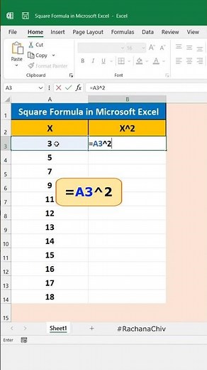 How to use square formula in Excel || Excel Tips & Trick || #excel #short #excelbasic