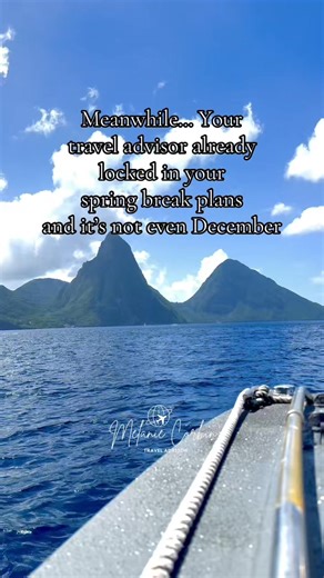 “Isn’t it way too early to book spring break trips?” Here’s the thing about spring break, in particular. The people who have the best experiences aren’t the ones scrambling in February. They’re the ones who locked it in early. That’s exactly what I’ve been doing for my clients : ➡️ Getting flights before prices spike ➡️ Booking those stunning ocean front rooms at resorts that always sell out ➡️ Reserving activities that disappear months in advance So by the time, everyone else is stressing about