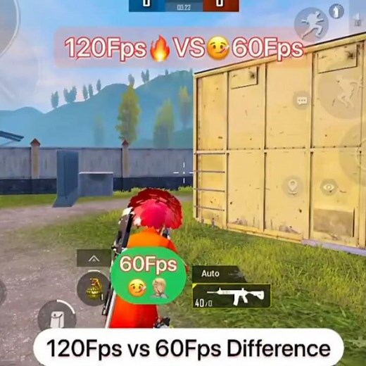 120 FPS vs 60 FPS compare In Pubg Mobile #shorts #ytshorts #pubg
