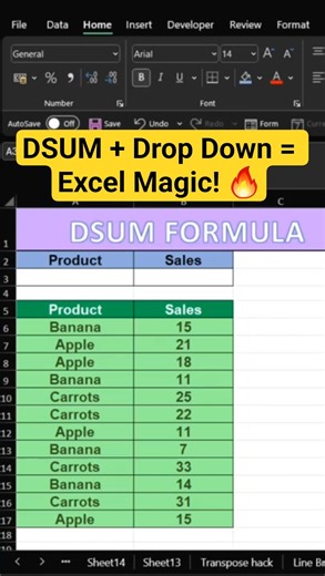 "Excel DSUM Magic: Sum with Multiple Criteria FAST! 🔥