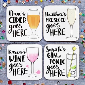 Personalised Drink Coasters, Christmas Present, Drink Mat With Name, Family Gifts - Etsy
