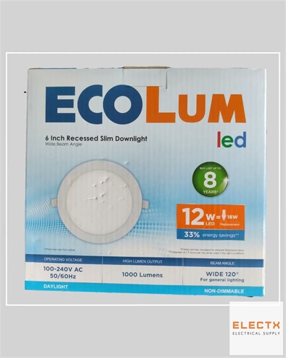 Ecolum 12W LED Recessed Downlight Round Daylight 6" 220V