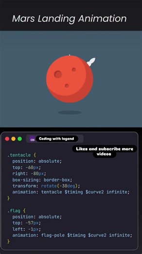 Mars Landing Animation Using CSS 🚀 | Cool Web Animation #webdevelopment #coding #programming #shorts