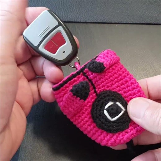 Squid Game Crochet Covers – Handmade Key Fob, Remote & Key Accessories