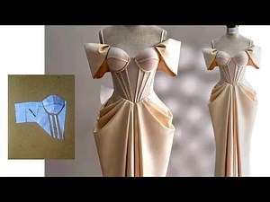 How to cut / draft a corset top with basque waistline and a cowl skirt.#sewingtutorial #beginner