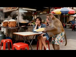 “Monkey Chef’s Busy Day: Frying, Serving & Cooking Rice!”#StreetFoodUSA#ViralVideo