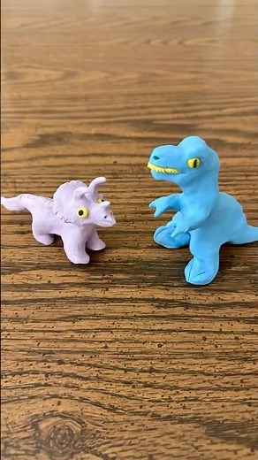 Triceratops & T-Rex Clay Stop Motion Animation #stopmotion #claystopmotion #dinosaurs