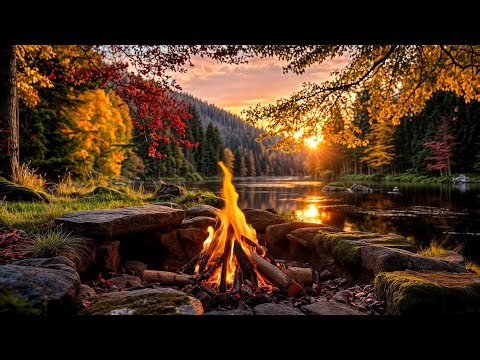 You’re Sitting by the Morning Campfire – Sunrise Paints the Water Gold 🔥🌅