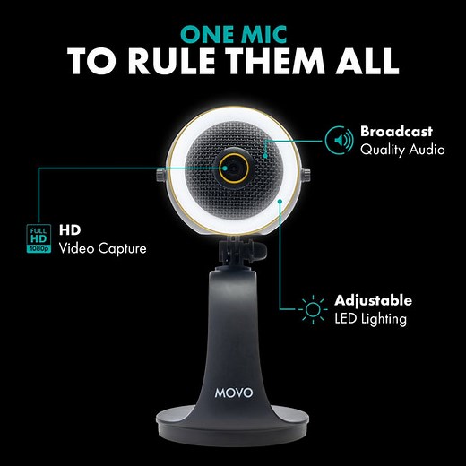 WebMic-HD-Pro | Webcam With Microphone   Ring Light | Movo