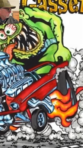 Rat Fink style 57 Chevy! Rat Fink was created by Southern California artist Ed “Big Daddy” Roth, a key figure in the 1950s–60s Kustom Kulture and hot-rod scene. Rat Fink was first advertised in 1963 and quickly became more than just a character — it was a countercultural icon.#DragRacing #Rattfink. | Gary Lang