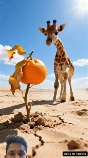 A baby giraffe prayed to God to save an orange tree from drying up.😭#ai​ #tree​ #save​ #giraffe​