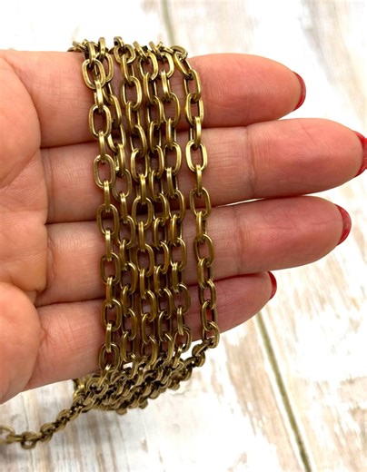 Oval Cable Chain, Antiqued 18k Real Gold Plated, Minimalist,findings,diy Jewelry Making Supplies,unfinished Chain by the Foot - Etsy