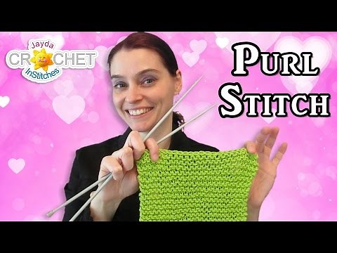 How To Knit The Purl Stitch For Beginners - Dishcloth Pattern & Tutorial
