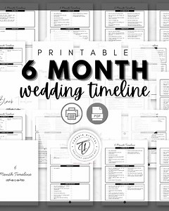 6 Month Wedding Timeline Printable: Wedding Planning Checklist (PDF Download A4/US Letter Sizes) - Etsy
