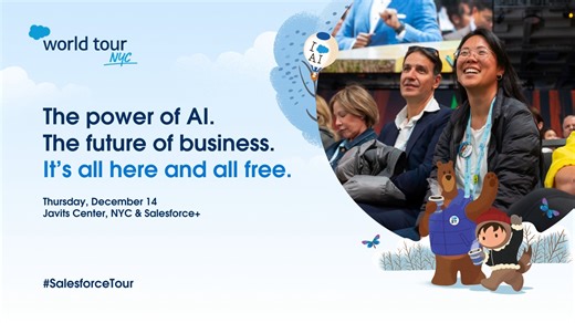 World-class learning and inspiration. All at #SalesforceTour NYC. Explore 100 sessions and 20 demos to learn how you can build your customer company with Data AI CRM Trust. Register now for free: https://sforce.co/45zS4KM | Salesforce
