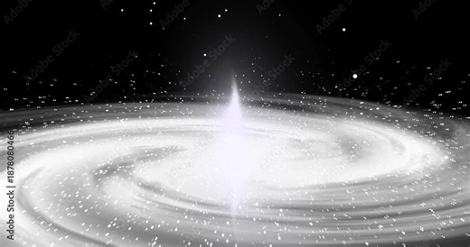 Nebula and rotating spiral galaxy animation in deep space