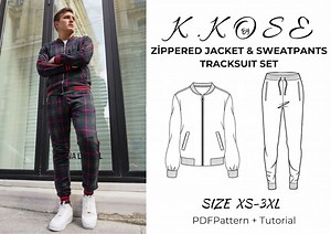 Bomber Jacket & Sweatpants Tracksuit Sewing Pattern (PDF Pattern) - Etsy UK