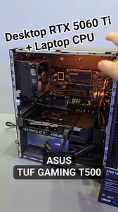 18K views · 98 reactions | ASUS TUF GAMING T500 miniPC uses a laptop CPU running at peak >90W but supports a desktop GPU. This sample unit is running a Raptor Lake-H mobile CPU but has configurations for up to Arrow Lake-H mobile proc. The GPU meanwhile is an RTX 5060 Ti desktop graphics card. The system uses SODIMM sticks though so I'm curious what's a maxed out setup is like. | Back2Gaming | Facebook