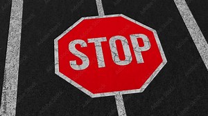 Stop Sign on an Asphalt Road. Traffic Sign. 4K