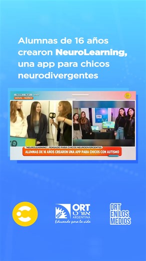 🎥El Canal de la Ciudad transmitió en vivo desde #SecundariaORT y Nacho Goano entrevistó a las alumnas creadoras de NeuroLearning, una plataforma de aprendizaje para niños neurodivergentes.📲 💬Las chicas, acompañadas por Darío Mischener -Director de #TICORT- dieron a conocer su proyecto y contaron por qué se interesaron en llevar adelante un desarrollo de impacto social. 💙 Podés ver la nota completa acá 👉 https://bit.ly/NeuroLearningCanaldelaCiudad | ORT Argentina