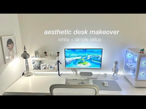 aesthetic cozy desk makeover | white, simple gaming pc build