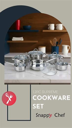 12 pieces. Endless meals. The Snappy Chef 12-Piece Supreme Cookware Set — now on promotion 🍳✨