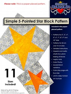 Pattern: Simple 5-pointed Star Block (11 Sizes Included) - Etsy