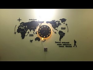 World Map Wall Clock Assembling and Placing