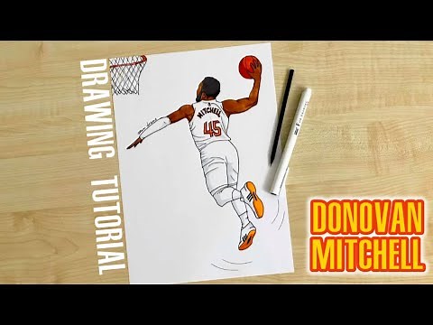 How to draw NBA player dunking / Donovan Mitchell / Cleveland Cavaliers