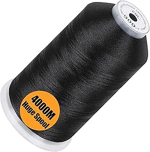 New brothread - Single Huge Spool 4000M Each Polyester Embroidery Machine Thread 40WT for Commercial and Domestic Machines - Black