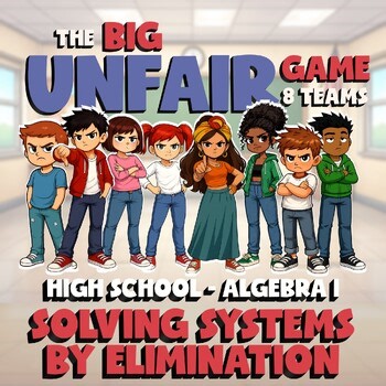 Solving Systems by Elimination BIG UNFAIR GAME - No Prep Algebra 1 Math Review