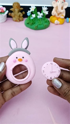 Clay Bunny Clock ⏰🐰 | DIY Clay Art #shorts #clayart #diy