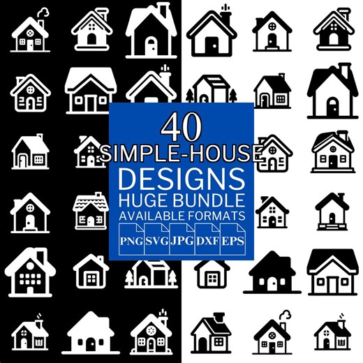 Simple House SVG Bundle: Cricut & Silhouette Vector Designs (5 Formats) - Etsy