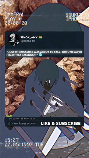 “Just when Sasuke was about to fall, Boruto saved him with a Rasengan.” 🥶