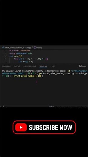 Print Prime Numbers from 1 to 100 😳 Most Beginners Fail This 🔥#shorts #viral #coding